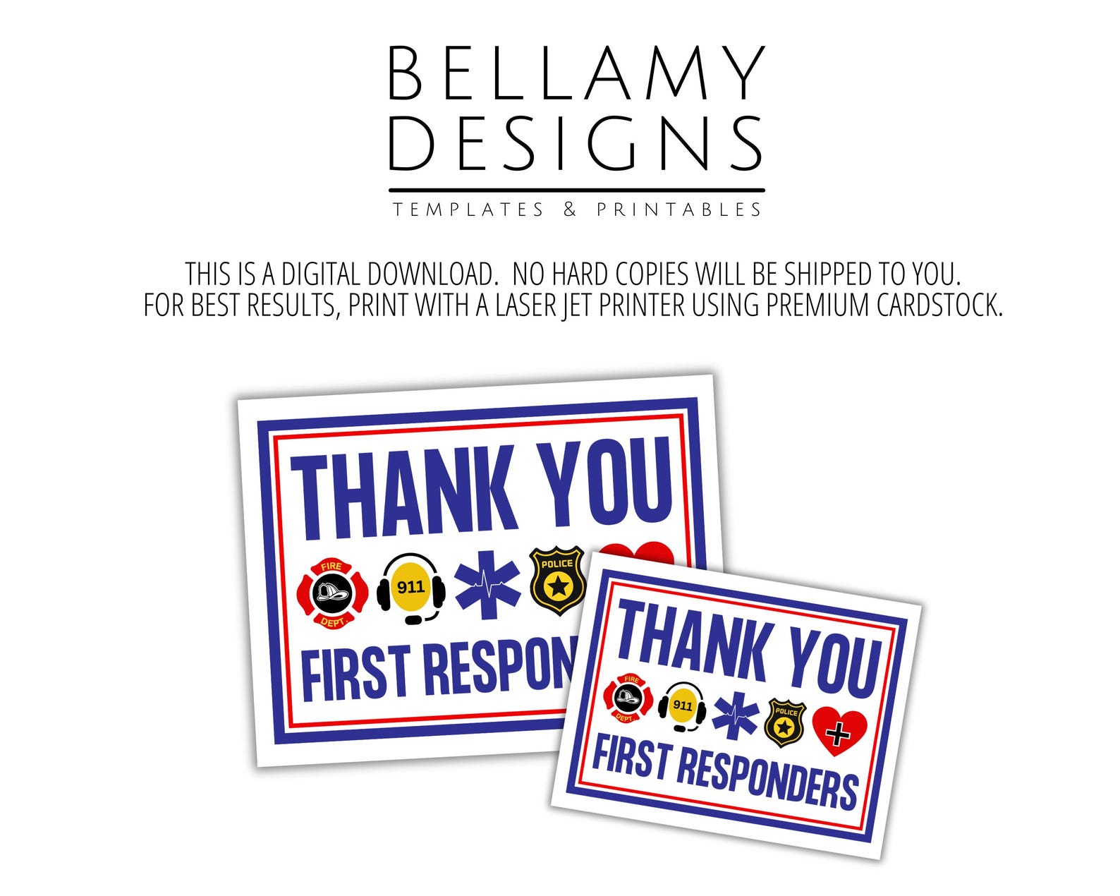Thank You First Responders Gift Tags, Police Firefighter 911 EMS EMT ...