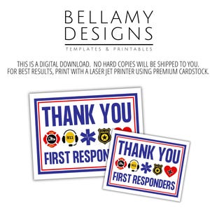 Thank You First Responders Gift Tags, Police Firefighter 911 EMS EMT ...