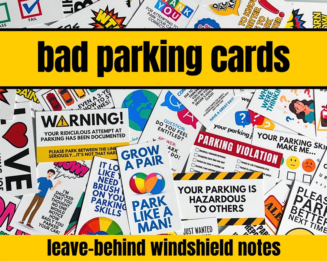 Bad Parking Cards, Leave Behind Windshield Notes, Bad Driver Novelty ...