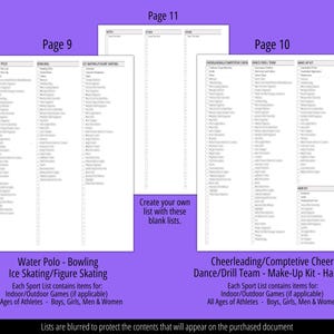 Sport Packing List Tournament Checklist Printable Planner Athlete ...