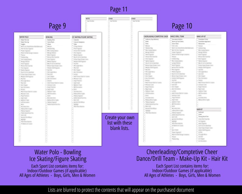 Sport Packing List Tournament Checklist Printable Planner Athlete ...