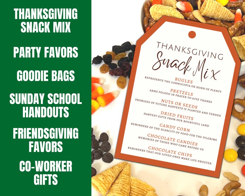 Editable Thanksgiving Snack Mix Gift Tags, Friendsgiving Printable ...