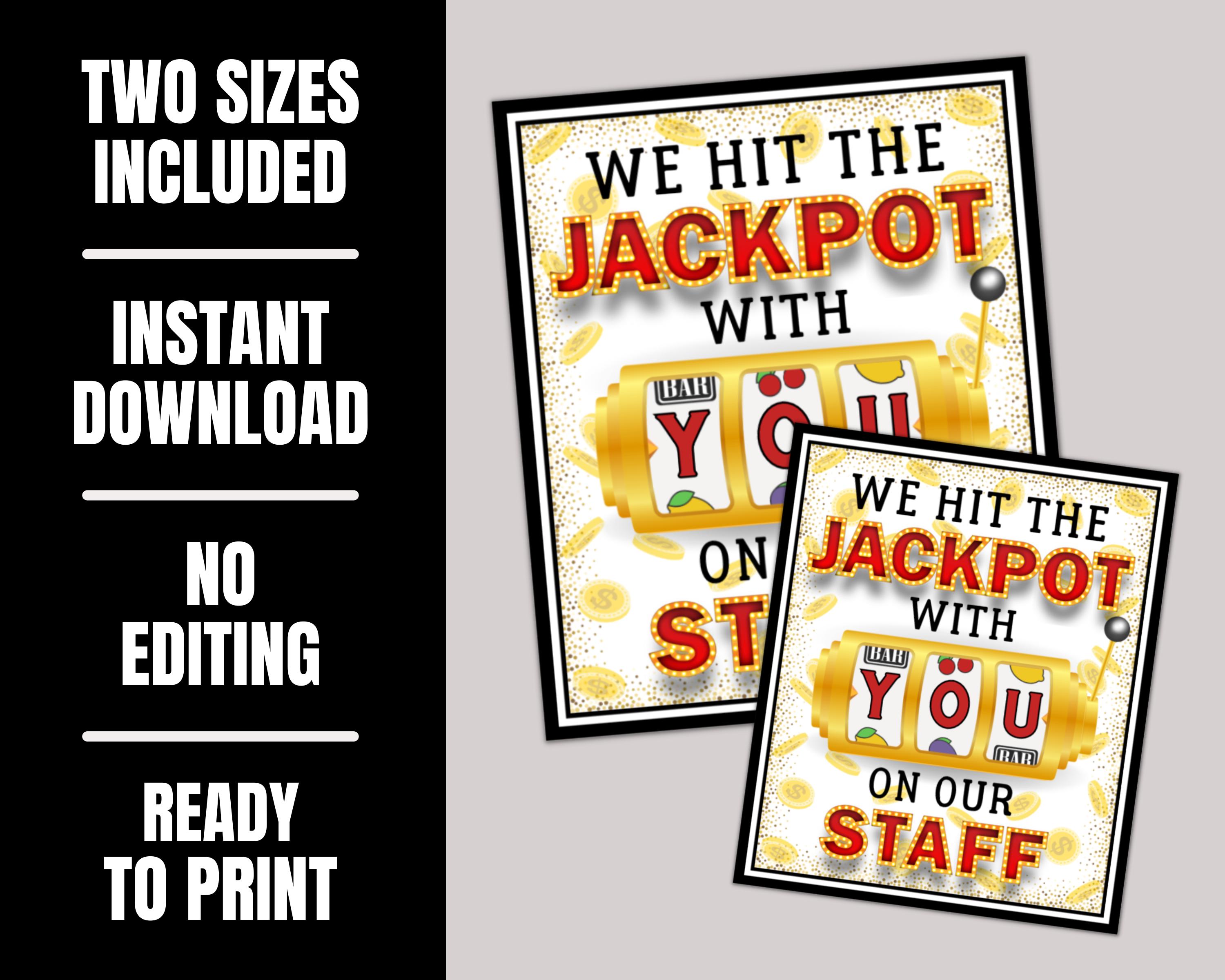 We Hit the Jackpot Staff Gift Tags, Staff Appreciation Tag, Jackpot ...