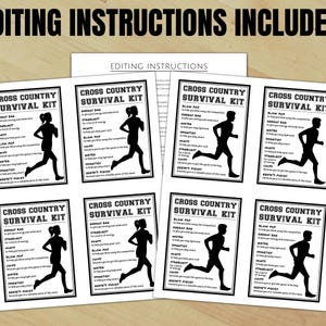 Editable Cross Country Survival Kit Tags, Boys & Girls Cross Country ...