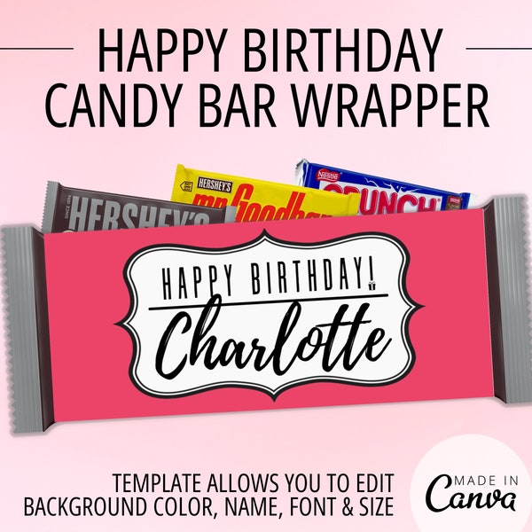 Happy Birthday Candy Wrapper Template - Etsy