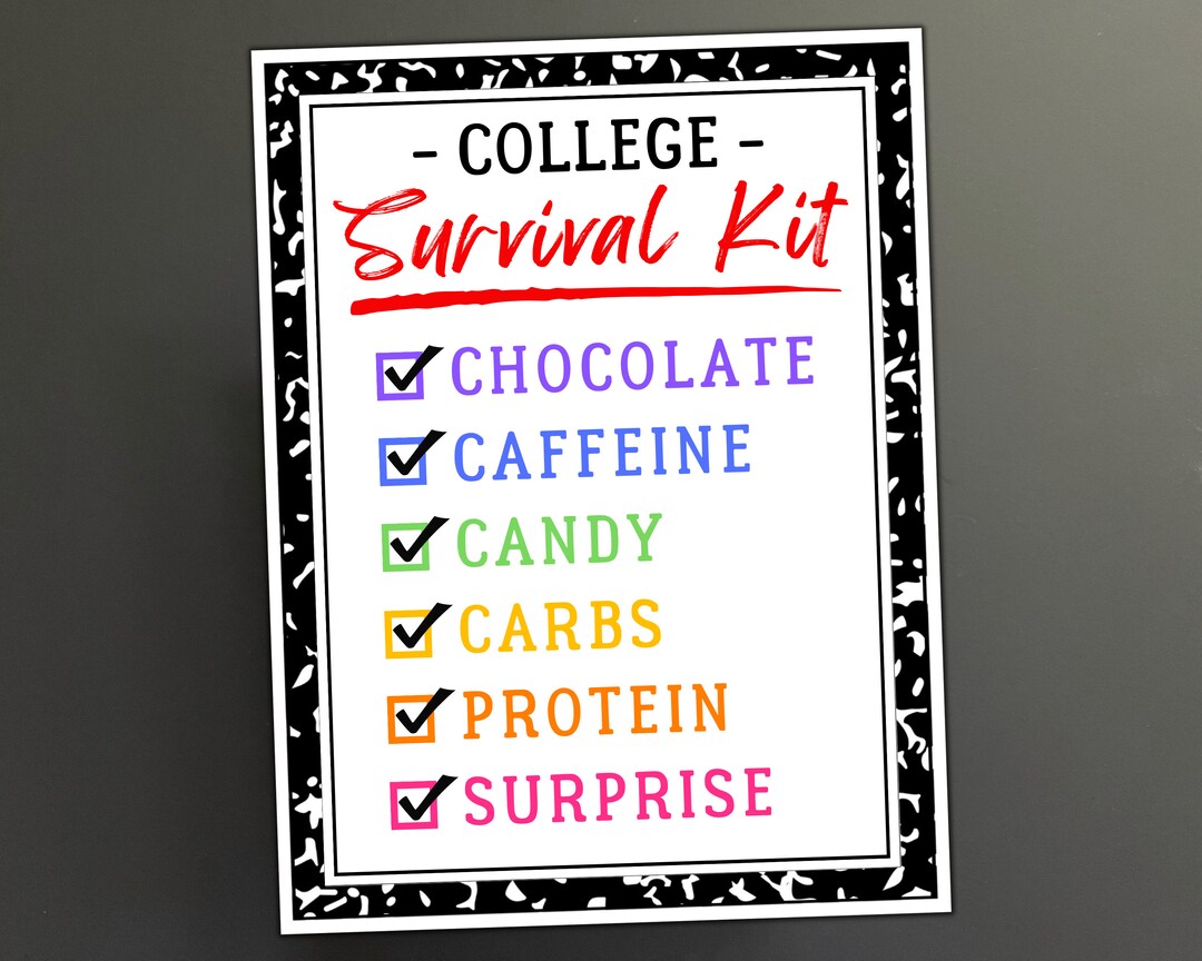 College Survival Kit Gift Tags, University College Student Care Package ...