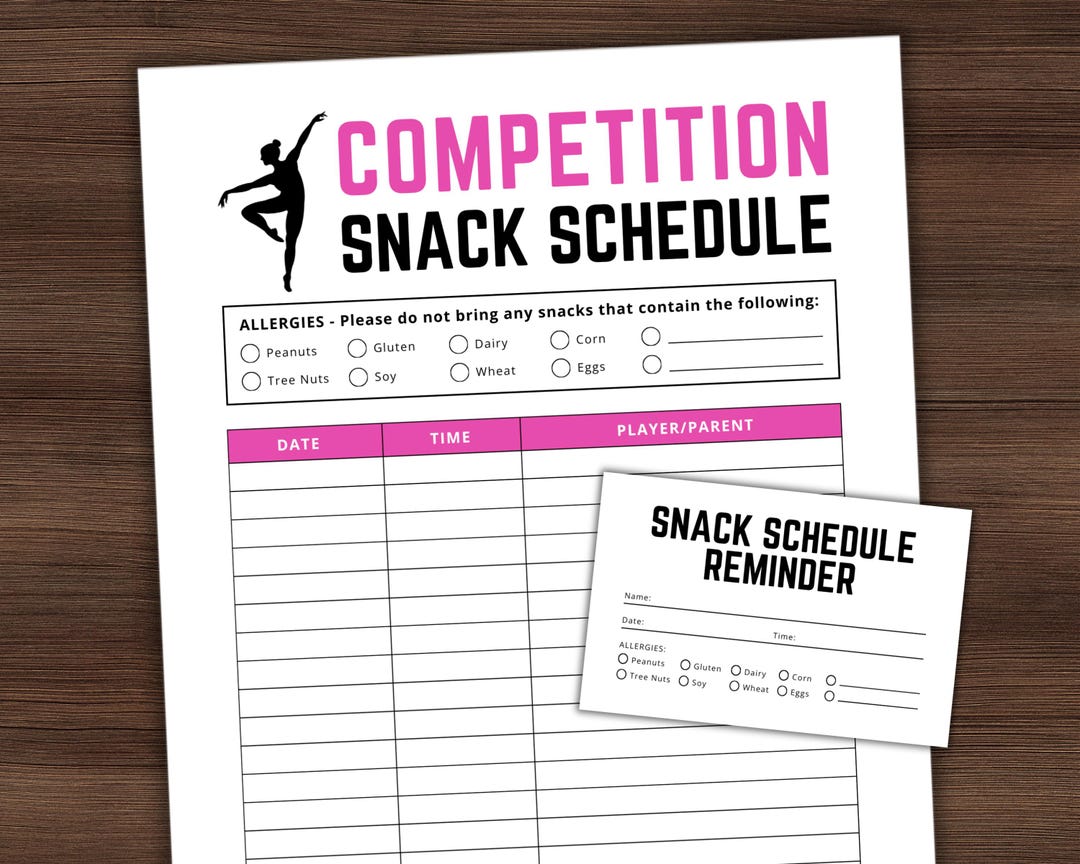 EDITABLE Dance Competition Snack Schedule Sign up Sheet, Dance ...