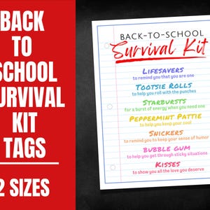 Back-to-school Survival Kit Gift Tags, Great Idea for Kids or as ...