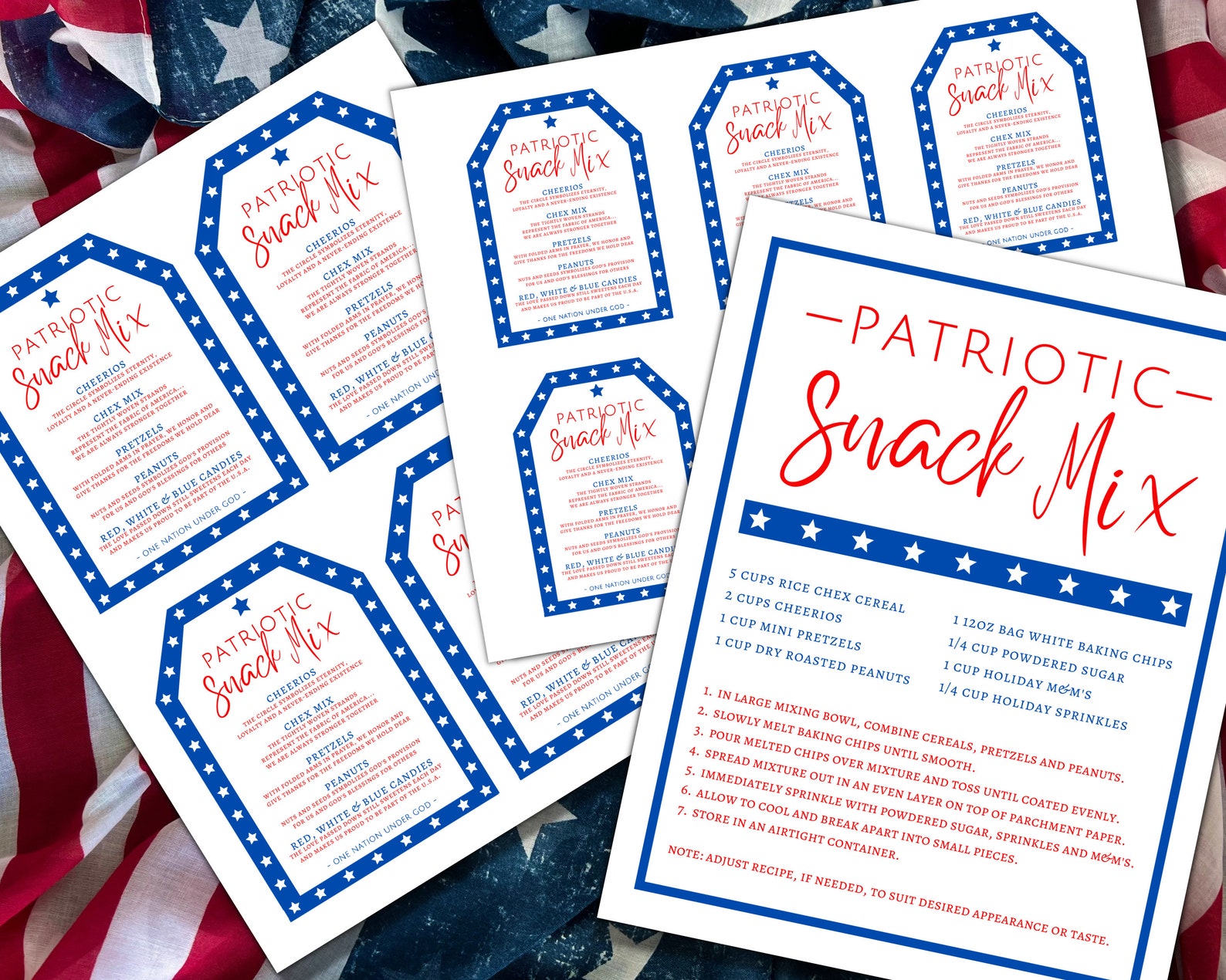 Patriotic Snack Mix Tags Party Favor Cards for Army Navy Air - Etsy