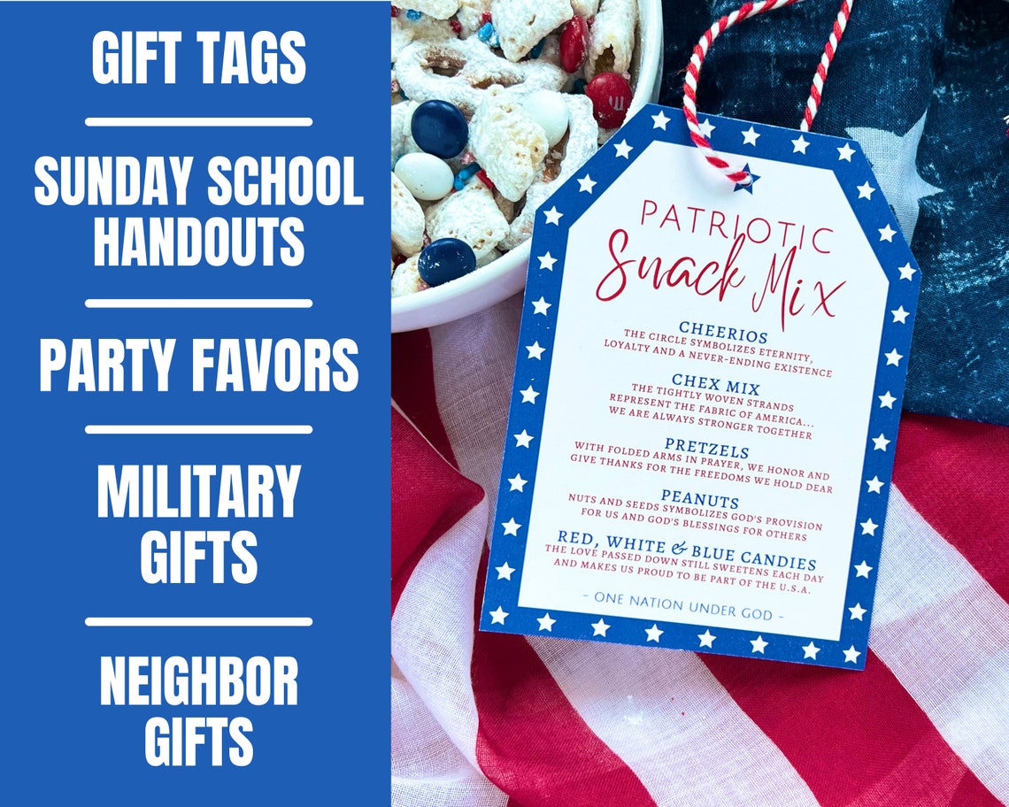 Patriotic Snack Mix Tags Party Favor Cards for Army Navy Air - Etsy