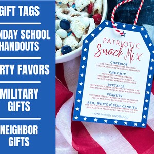 Patriotic Snack Mix Tags, Party Favor Cards for Army Navy Air Force or ...