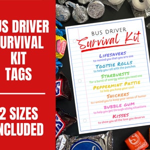 Bus Driver Survival Kit Gift Tags Transportation Department - Etsy