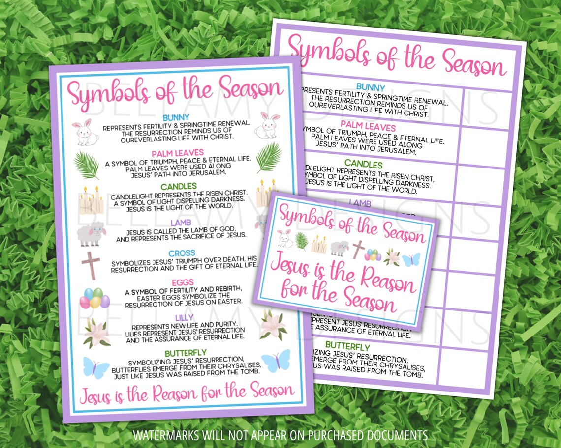 Easter Symbols & Christian Activity Sheet Printable, He is Risen Jesus ...