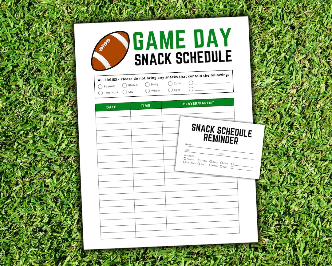 EDITABLE Football Snack Schedule Sign up Sheet, Football Coach and Team ...