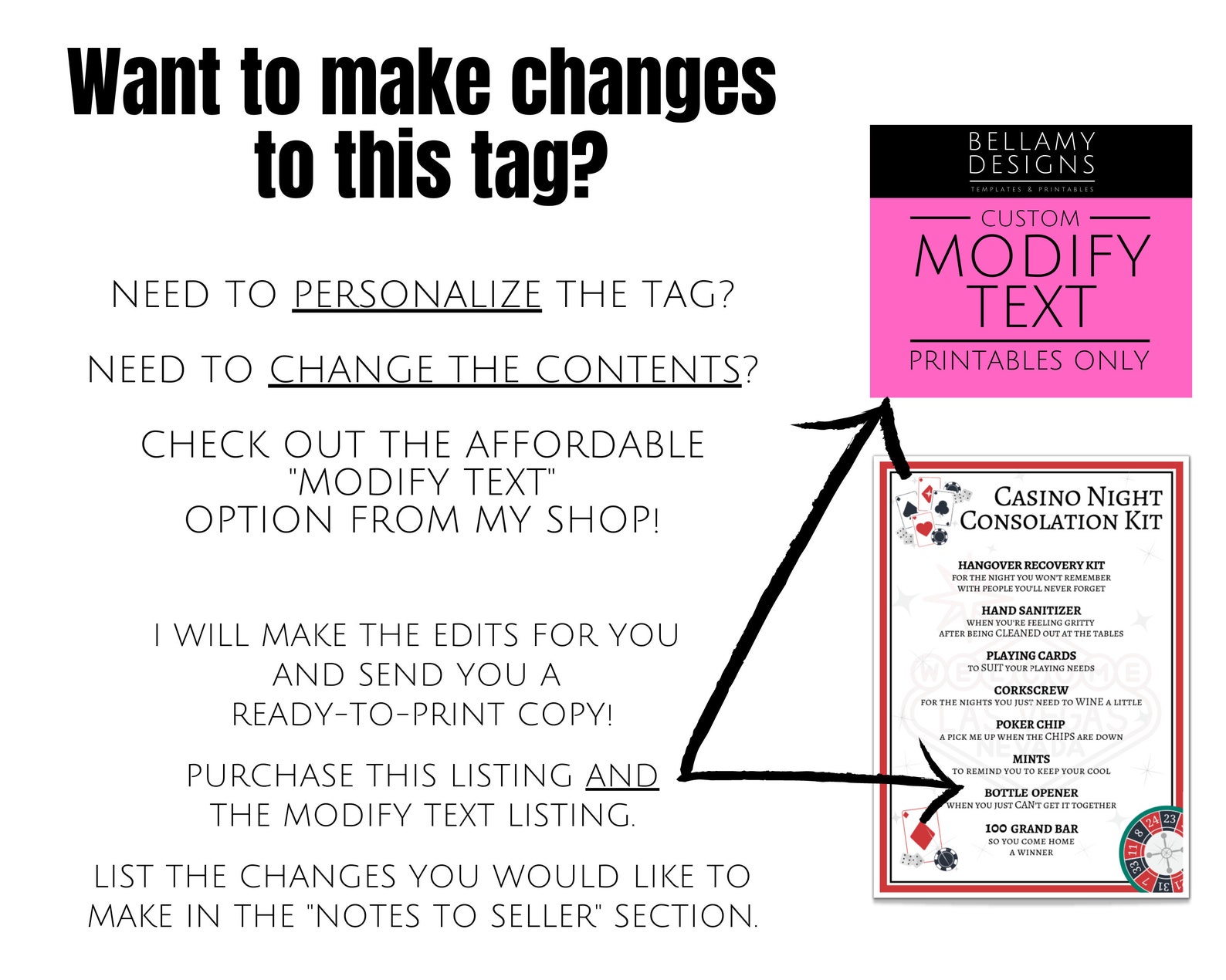 Casino Night Consolation Kit Gift Tags, Casino Party Favor, Girls Night ...