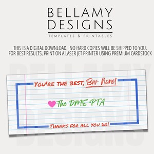 Editable Granola Bar Tag, You're the Best Bar None Thank You ...