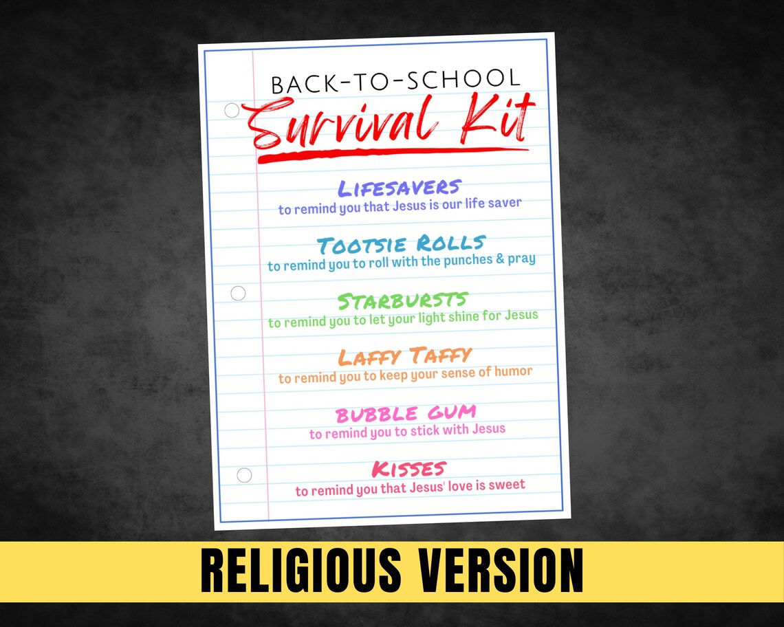 Religious Back-to-school Survival Kit Gift Tags, Meet the Teacher ...