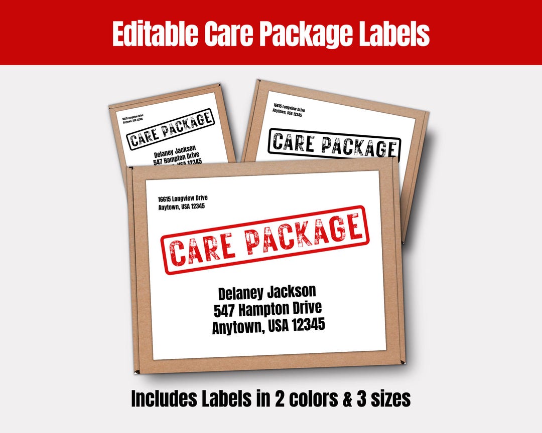 Editable Care Package Label, Mailing Label Printable Camp Care Package ...