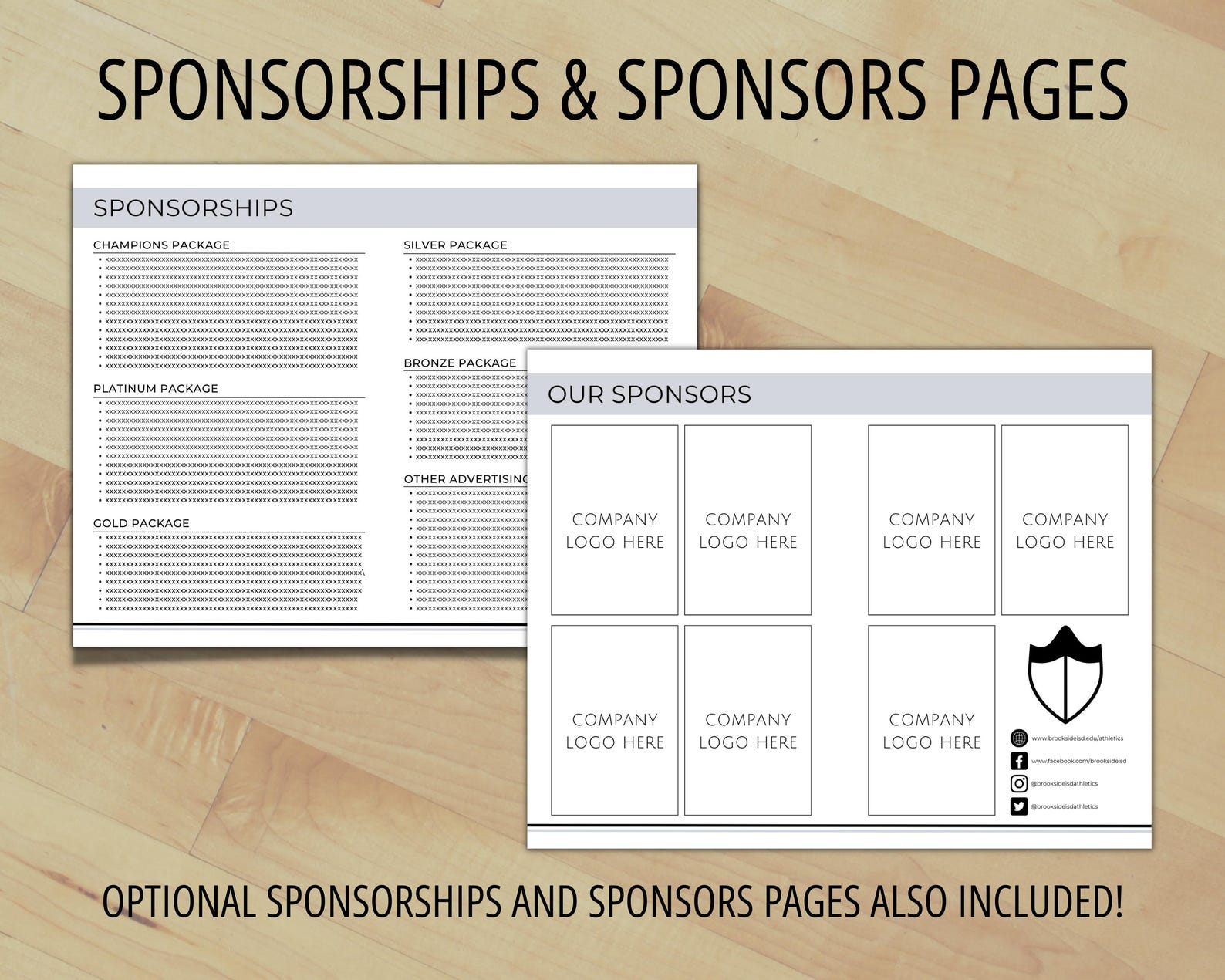 Multi-page Bi-fold Program Template, Sports Team Program or Church Program, Wedding and School ...
