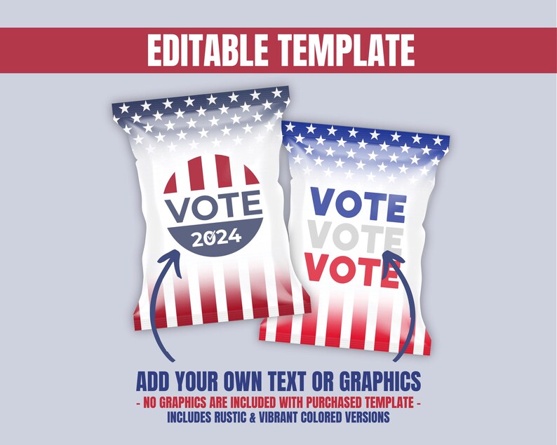 Patriotic American Flag Chip Bag, USA Red White and Blue, Republican ...