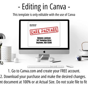 Editable Care Package Label, Mailing Label Printable Camp Care Package ...