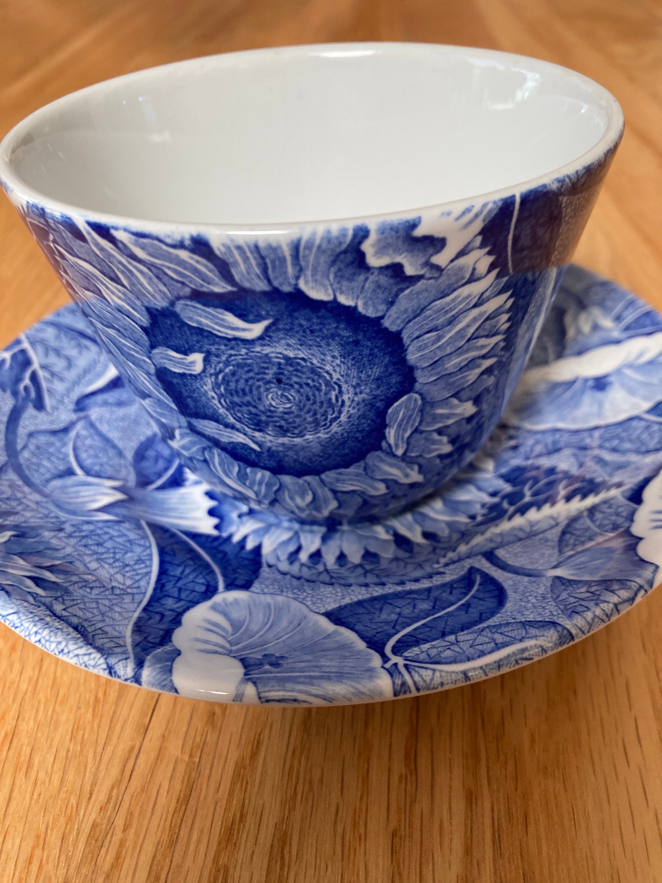 Spode Blue Room Collection, Sunflower,morning Glory Teacup & Saucer Set ...