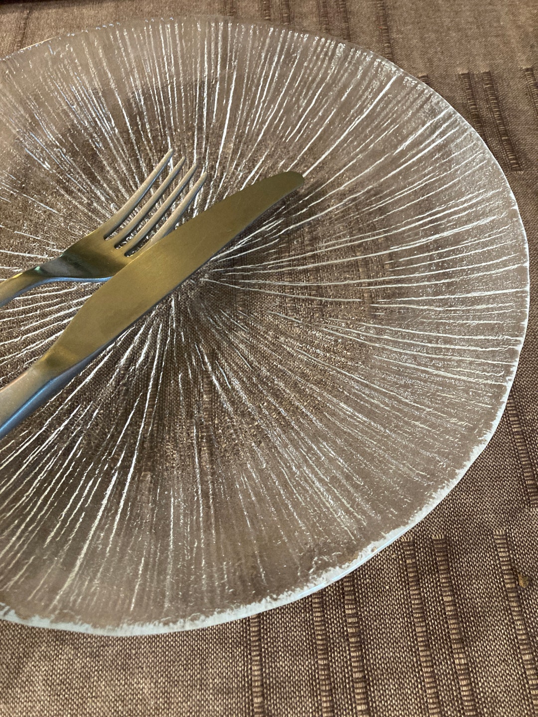 Glass Plate, Sasaki Rain, Textured MCM Ice Glass Pattern Platter, Dish ...