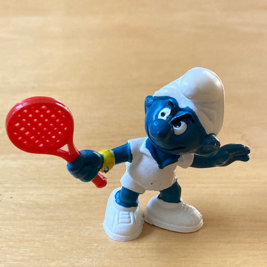 Smurf Tennis Player Figure, in Tennis Whites, 1980, Desk Totem and ...
