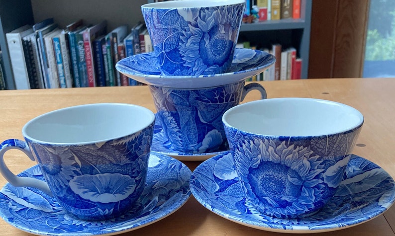 Spode Blue Room Collection, Sunflower,morning Glory Teacup & Saucer Set ...