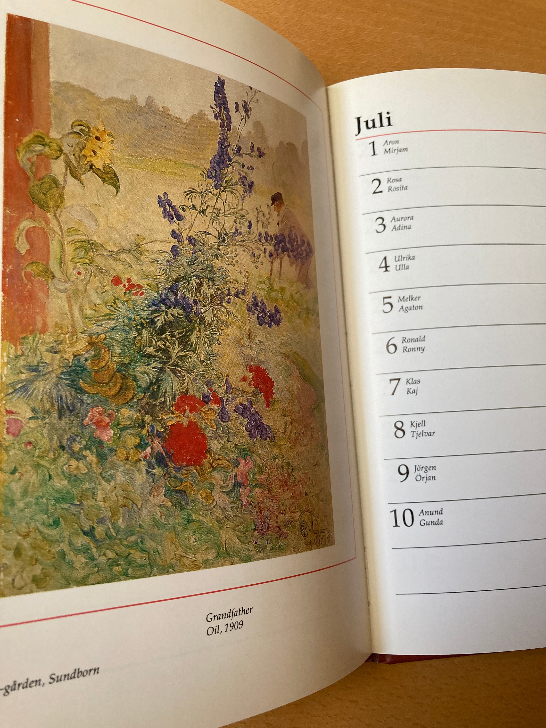 Vintage Carl Larsson Perpetual Calendar, Birthday, Name Day ...