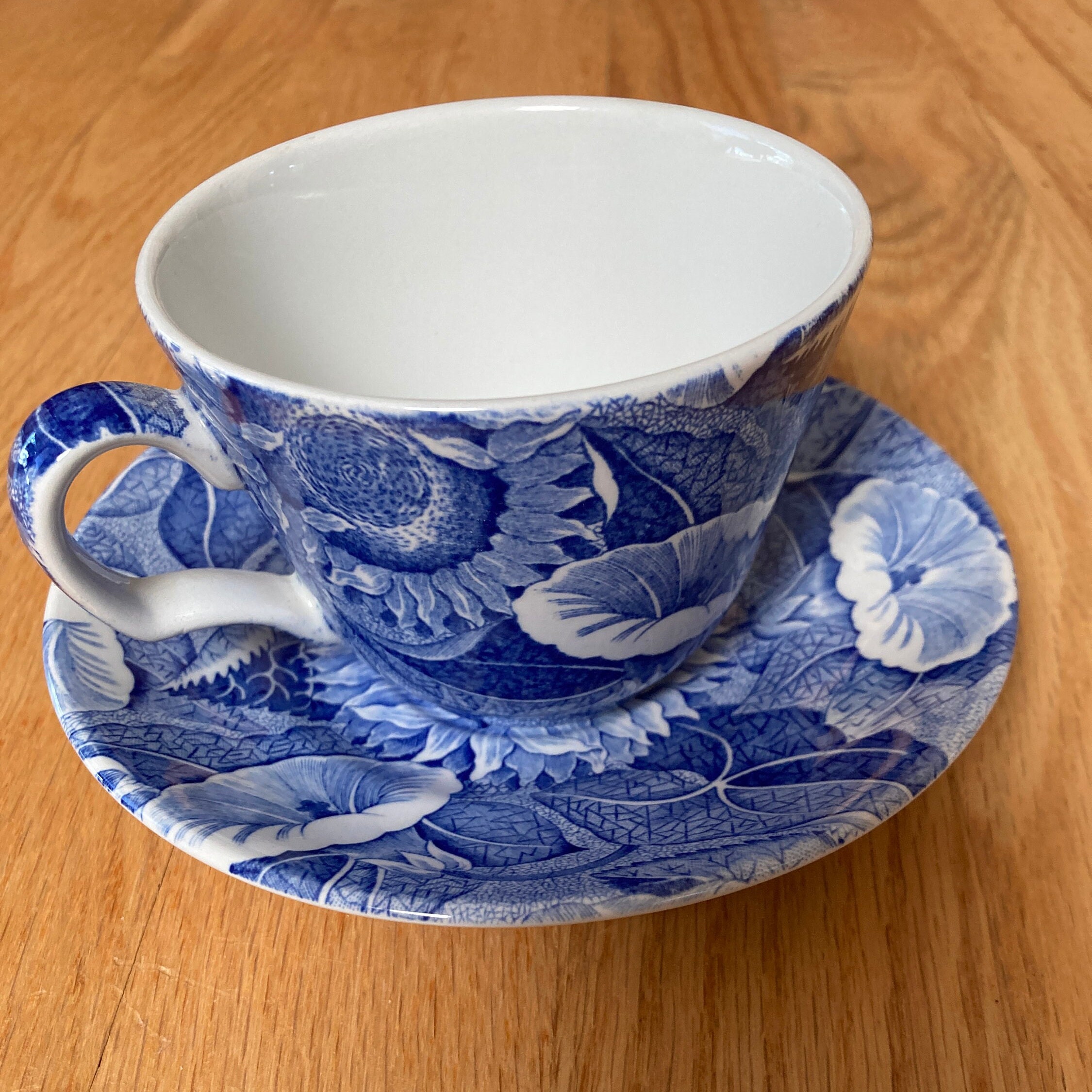 Spode Blue Room Collection, Sunflower,morning Glory Teacup & Saucer Set ...