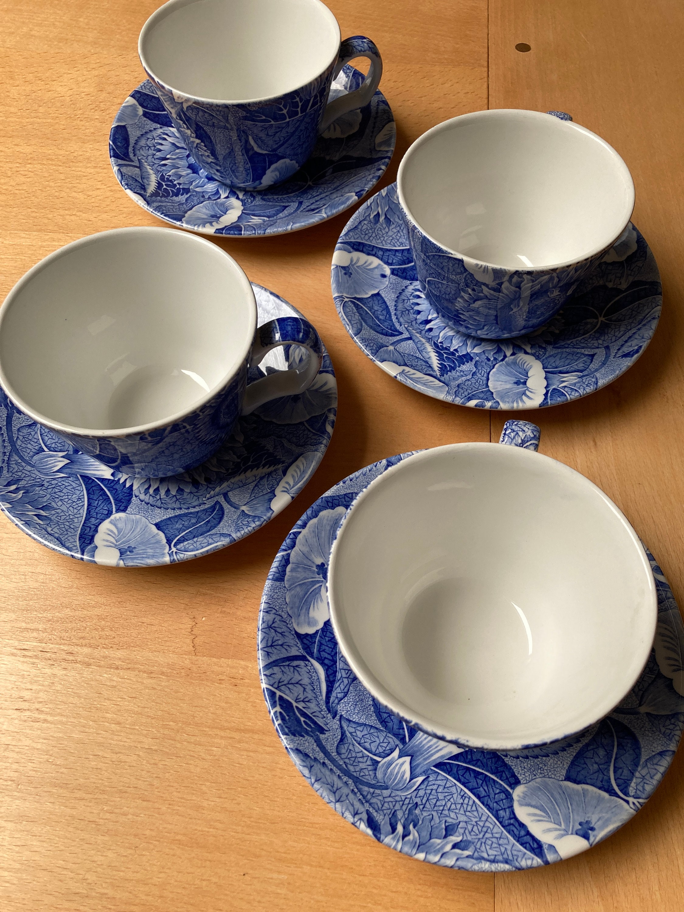 Spode Blue Room Collection, Sunflower,morning Glory Teacup & Saucer Set ...