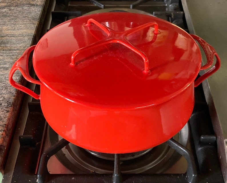 DANSK Tomato Orange Red Enamel Dutch Oven, Casserole 2 Quart Plus, 1HQ ...