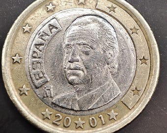 Highly Sought-after 2001 1 Euro Spain Coin Featuring King Juan Carlos I ...