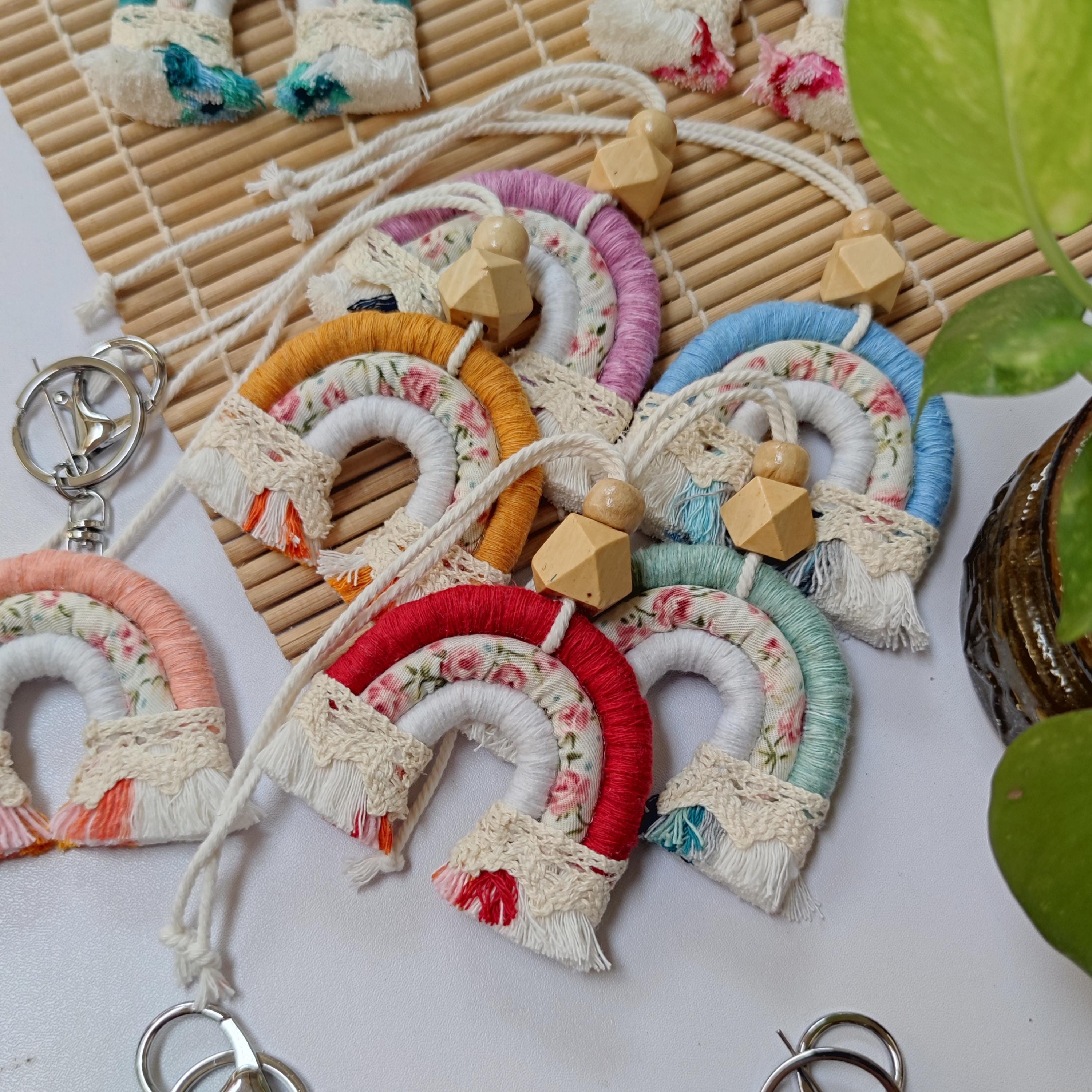 Rainbow Macrame Keychain | Boho Macrame | Birthday Gifts | Baby Shower ...