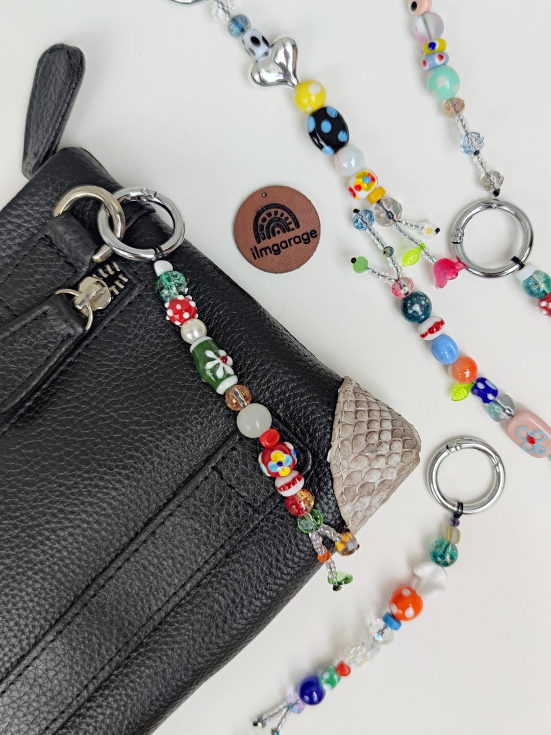 Handmade Glass Bead Bag Charm: Unique Keychain Accessory | Christmas ...