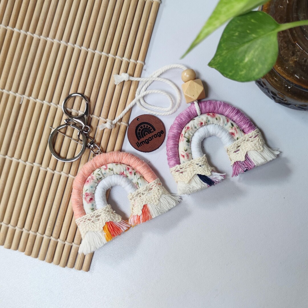Rainbow Macrame Keychain | Boho Macrame | Birthday Gifts | Baby Shower ...