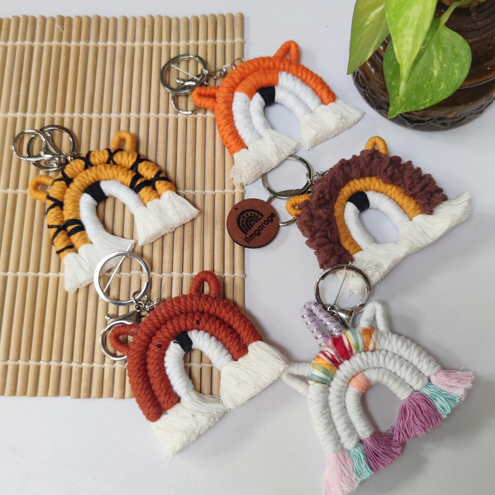 Rainbow Macrame Animal Keychain, Boho Macrame, Birthday Gifts, Newborn ...