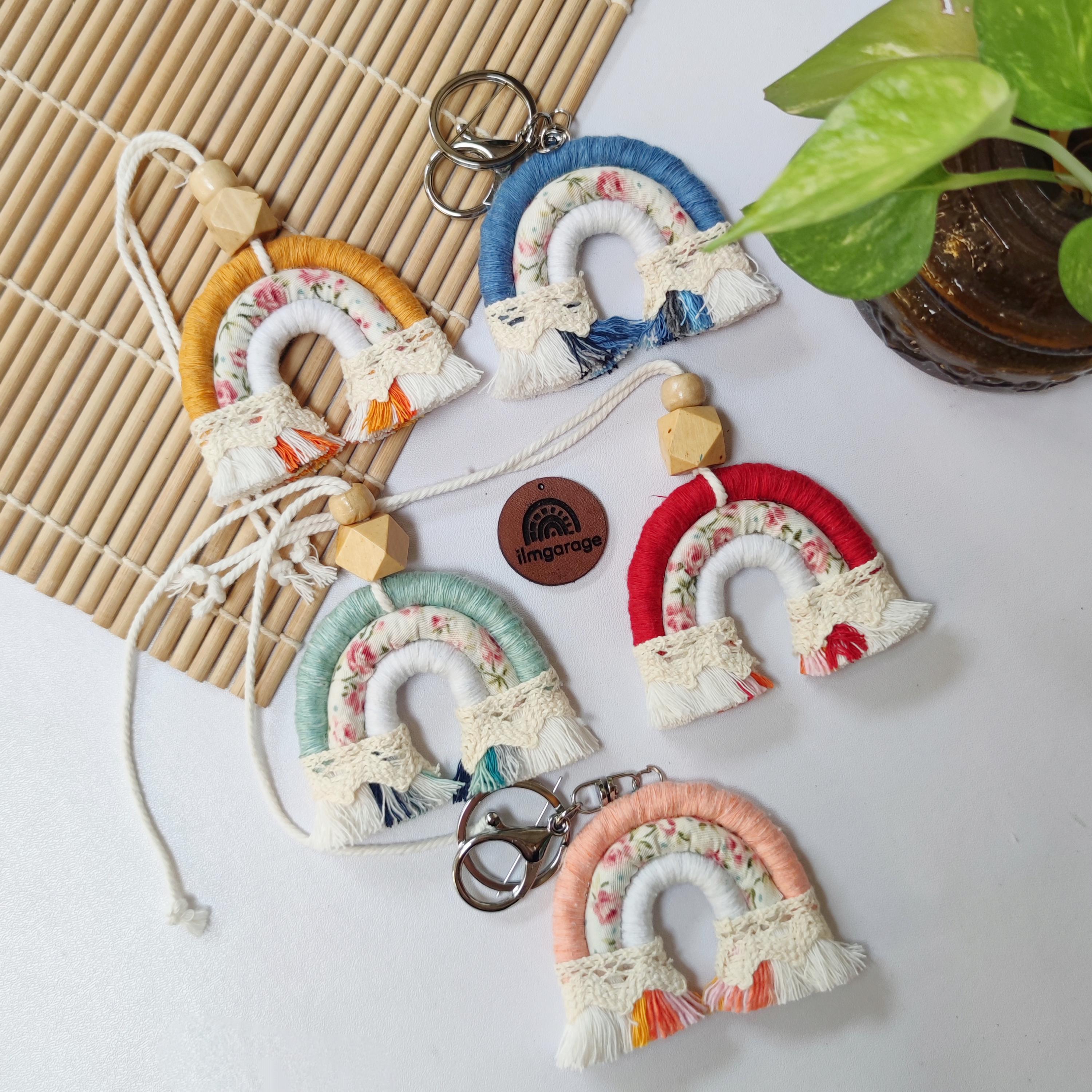 Rainbow Macrame Keychain | Boho Macrame | Birthday Gifts | Baby Shower ...