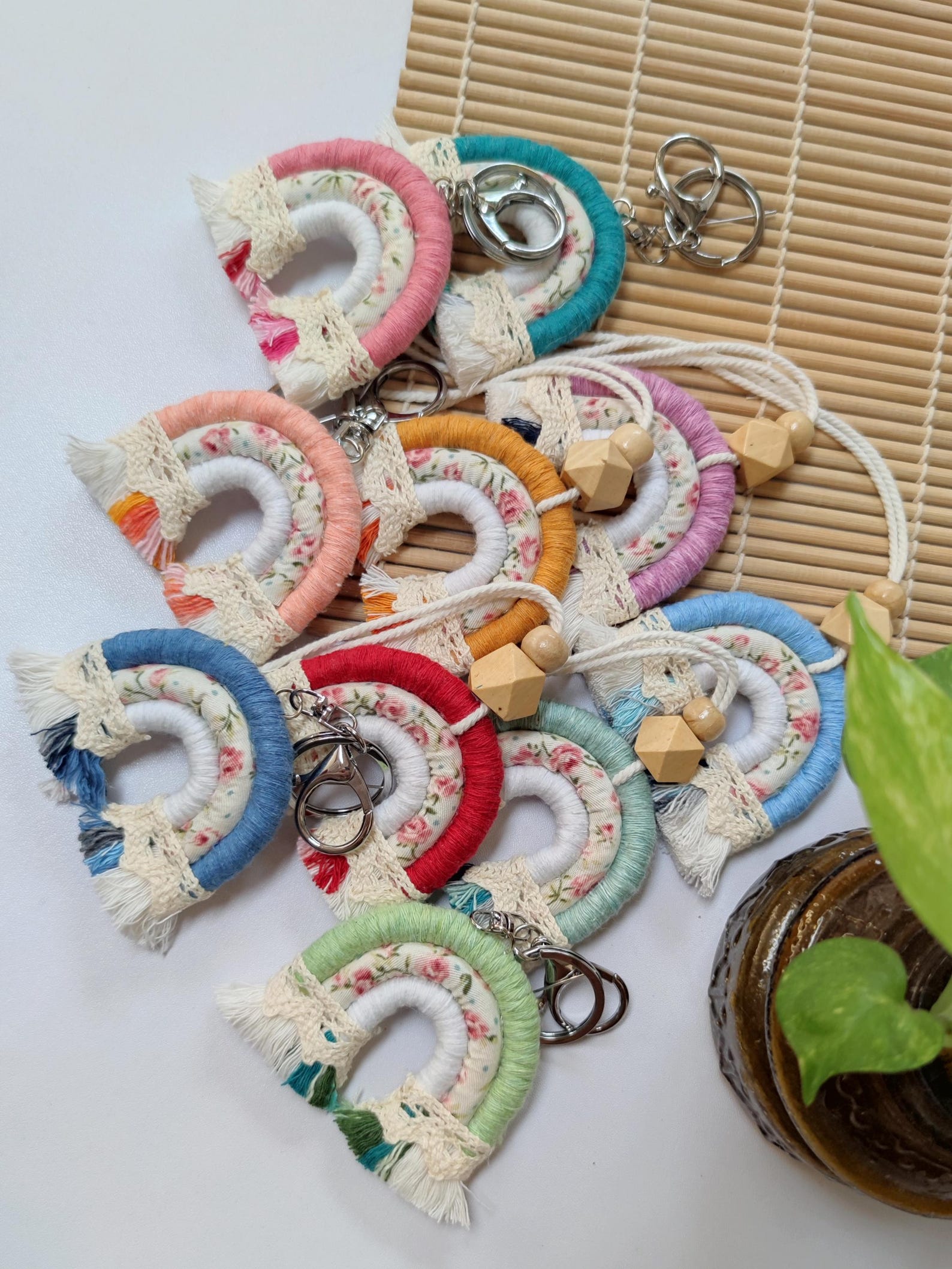Rainbow Macrame Keychain | Boho Macrame | Birthday Gifts | Baby Shower ...