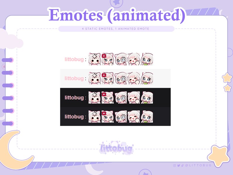 Chibi Girl Emotes 5 Pack, White for Twitch, Youtube, Discord Emote ...