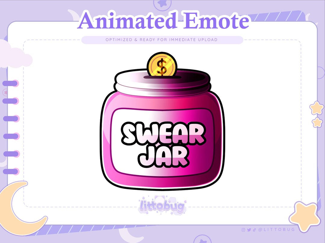 Swear Jar Animated Emote (pink) for Twitch, Youtube, Discord ...