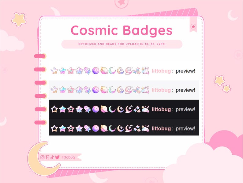 Cosmic Star Sub Badges (12 Pack, Rainbow) for Twitch, Discord, Youtube ...