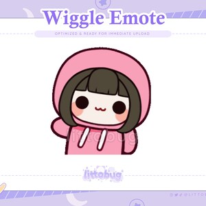 Wiggle Animated Emote black Hair, Pink Hoodie for Twitch, Youtube ...