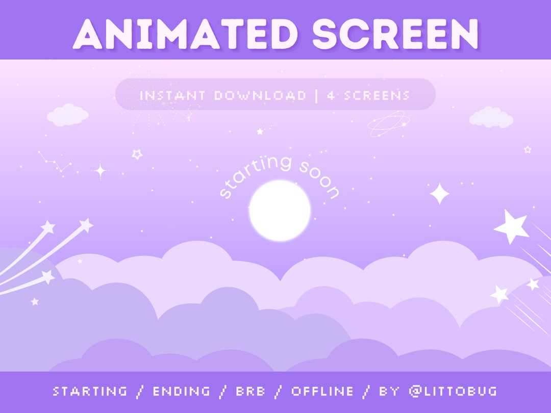 Animated Celestial Purple Cloud Stream Overlay for Twitch Starting Soon ...
