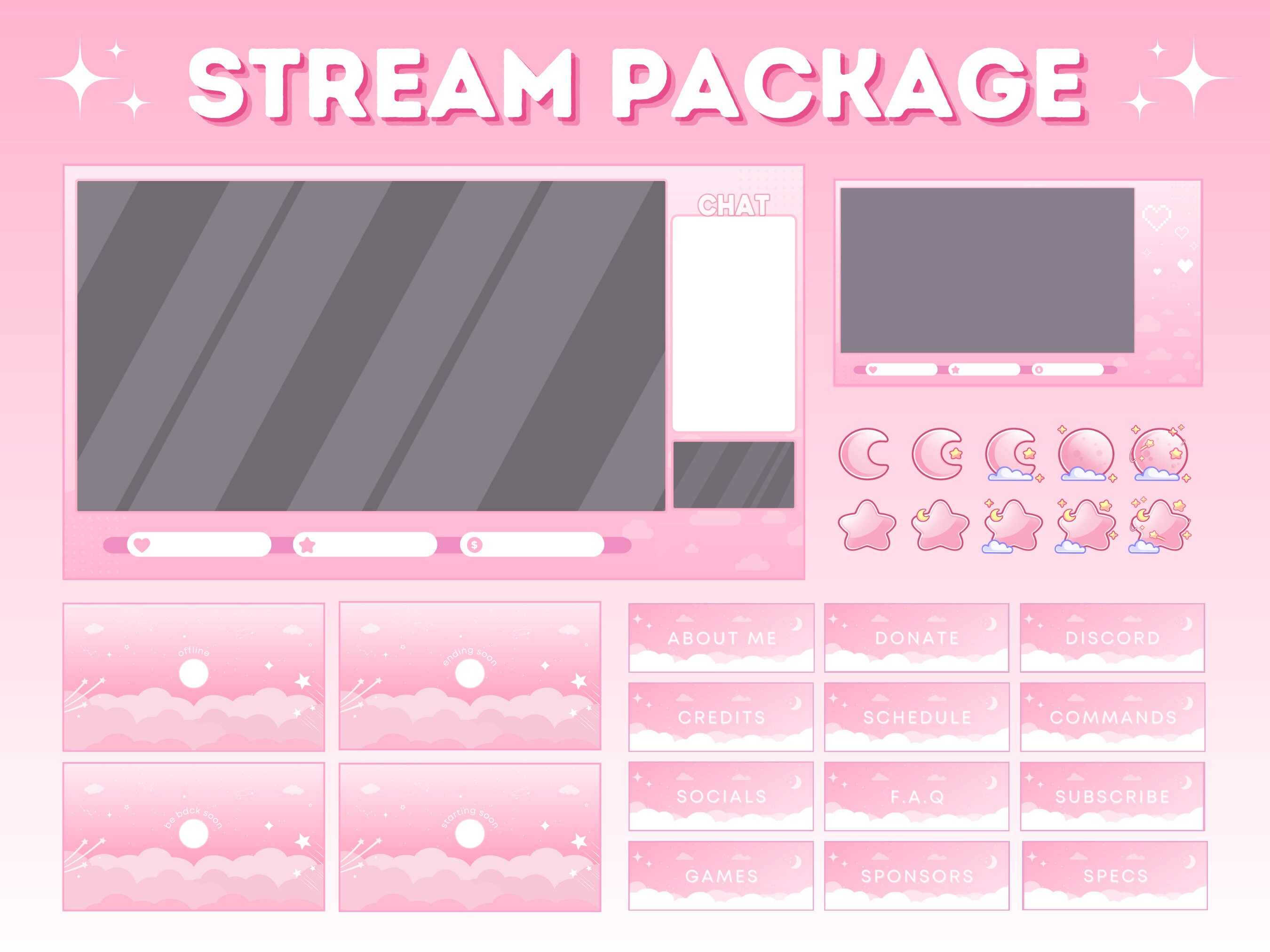 Pink Celestial Twitch Stream Package Stream Overlays Twitch - Etsy