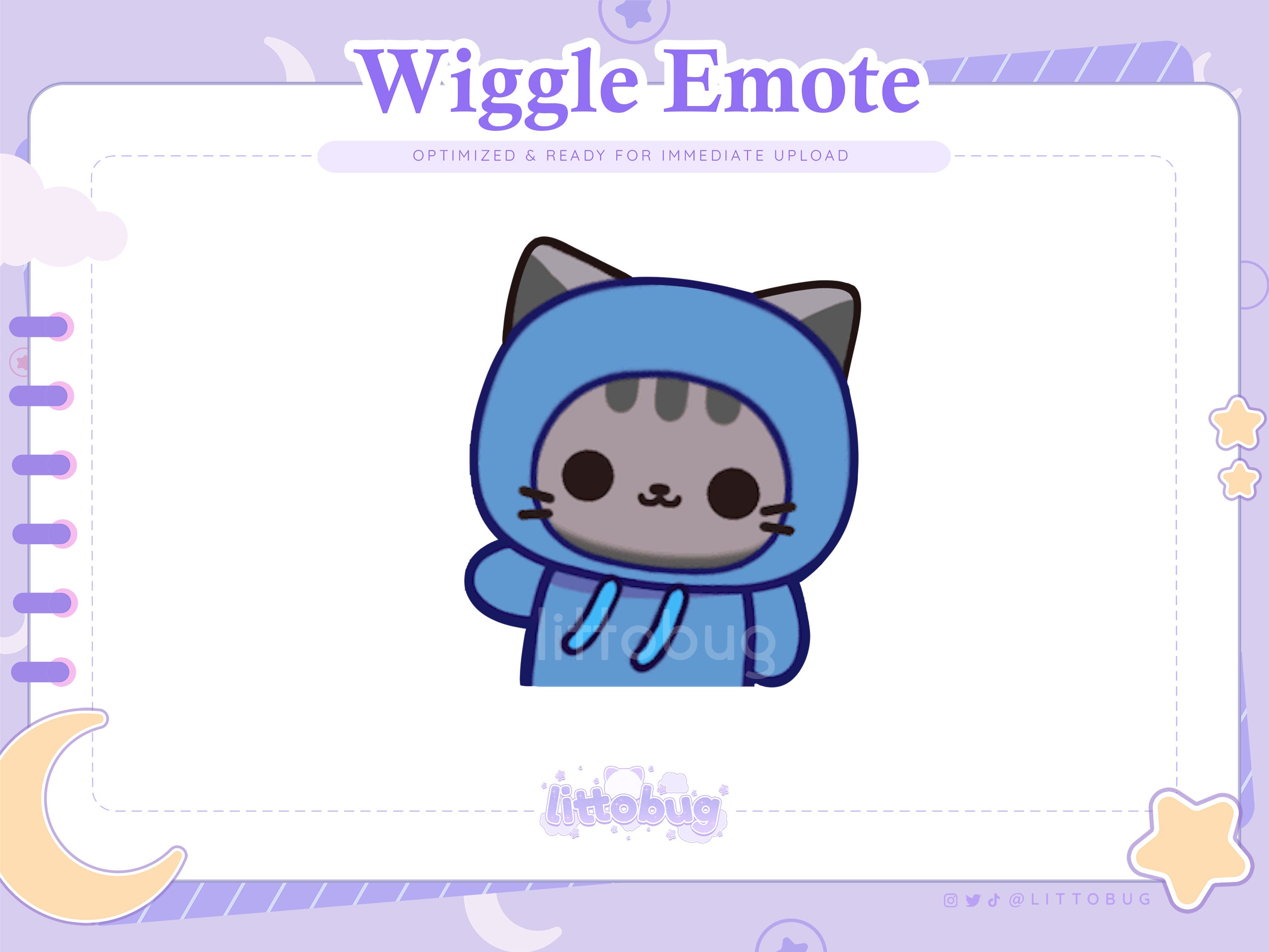 Cat Animated Emote gray, Blue for Twitch, Youtube, Discord Kitten ...