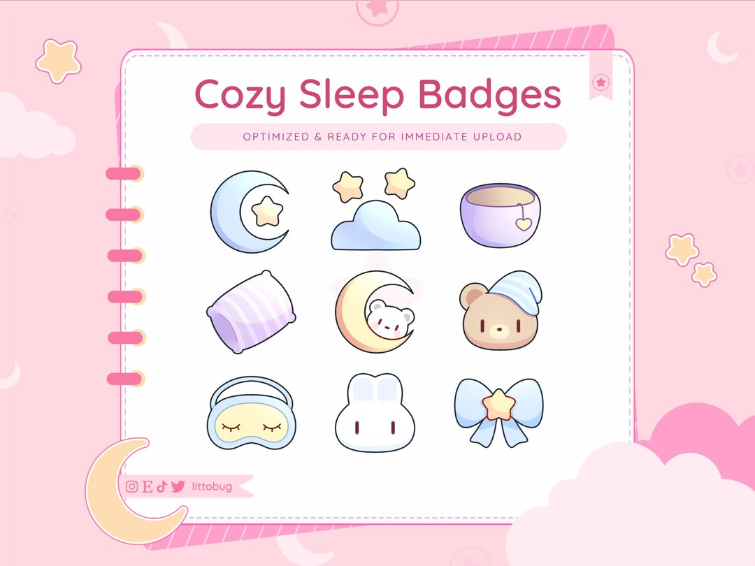 Cozy Sleepy Sub Badges for Twitch, Youtube, Discord (blue) - Etsy Canada