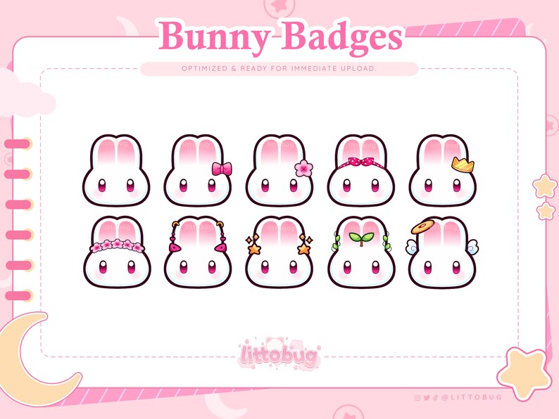 Bunny Rabbit Badges 10 Pack for Twitch, Youtube, Discord Cheap Stream ...