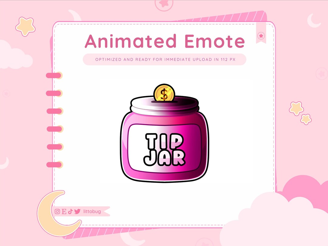 Tip Jar Animated Emote (pink) for Twitch, Youtube, Discord | Fun Stream ...